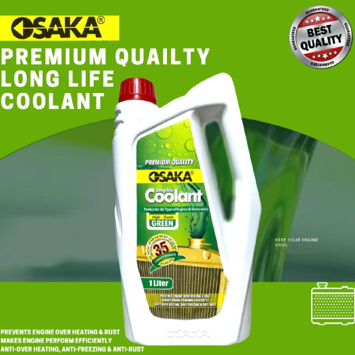 Radiator Coolant Osaka Ready-to-Use Antifreeze/Coolant 1 Liter ...